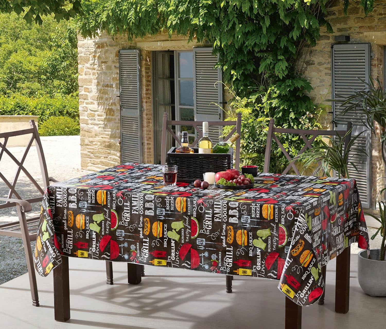 Newbridge Grill King Vinyl Tablecloth, 60x102 Inch, Waterproof, Indoor ...