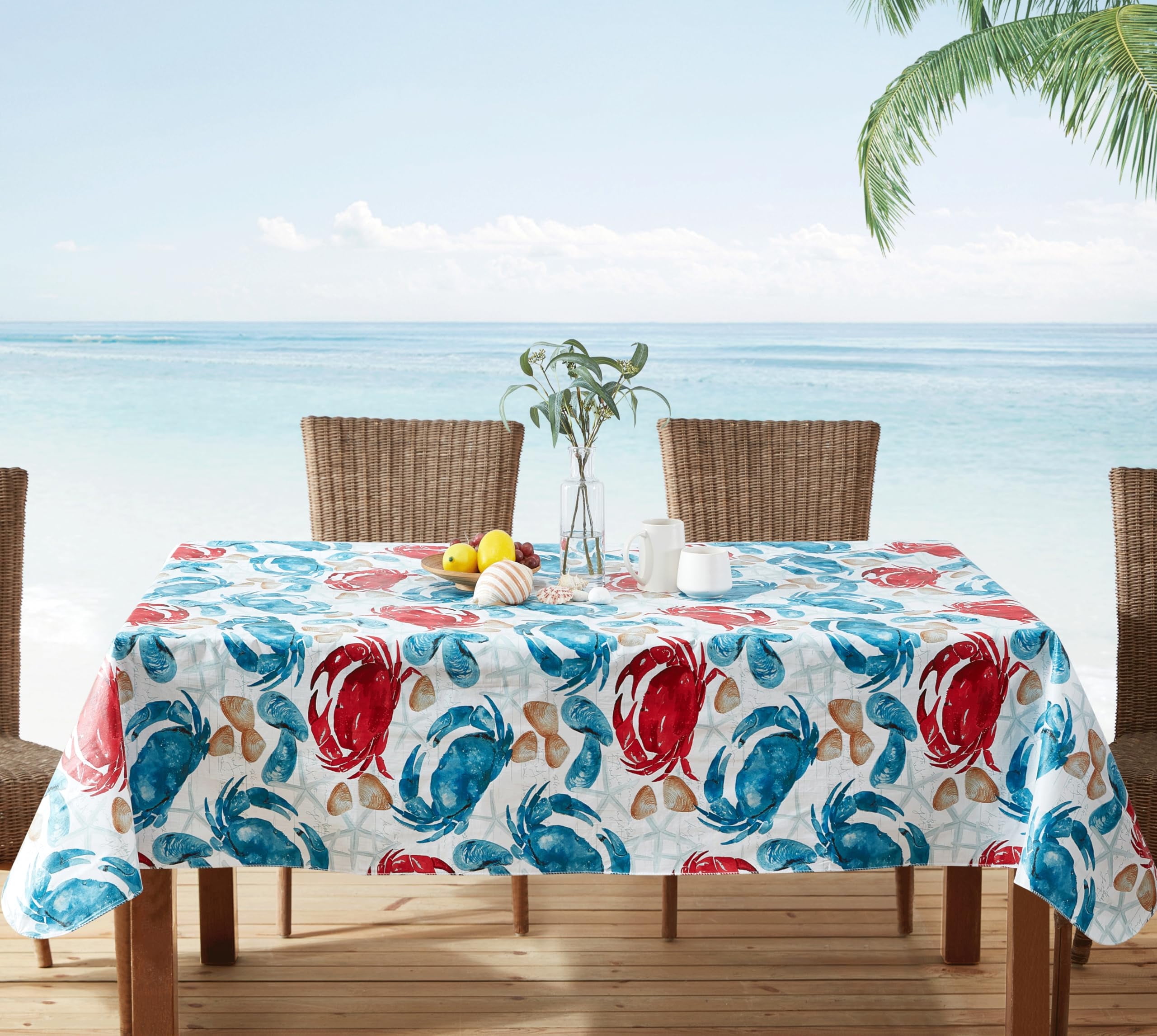 Newbridge Blue Stone Crab Clambake 60 x 120 inch Rectangle Vinyl ...