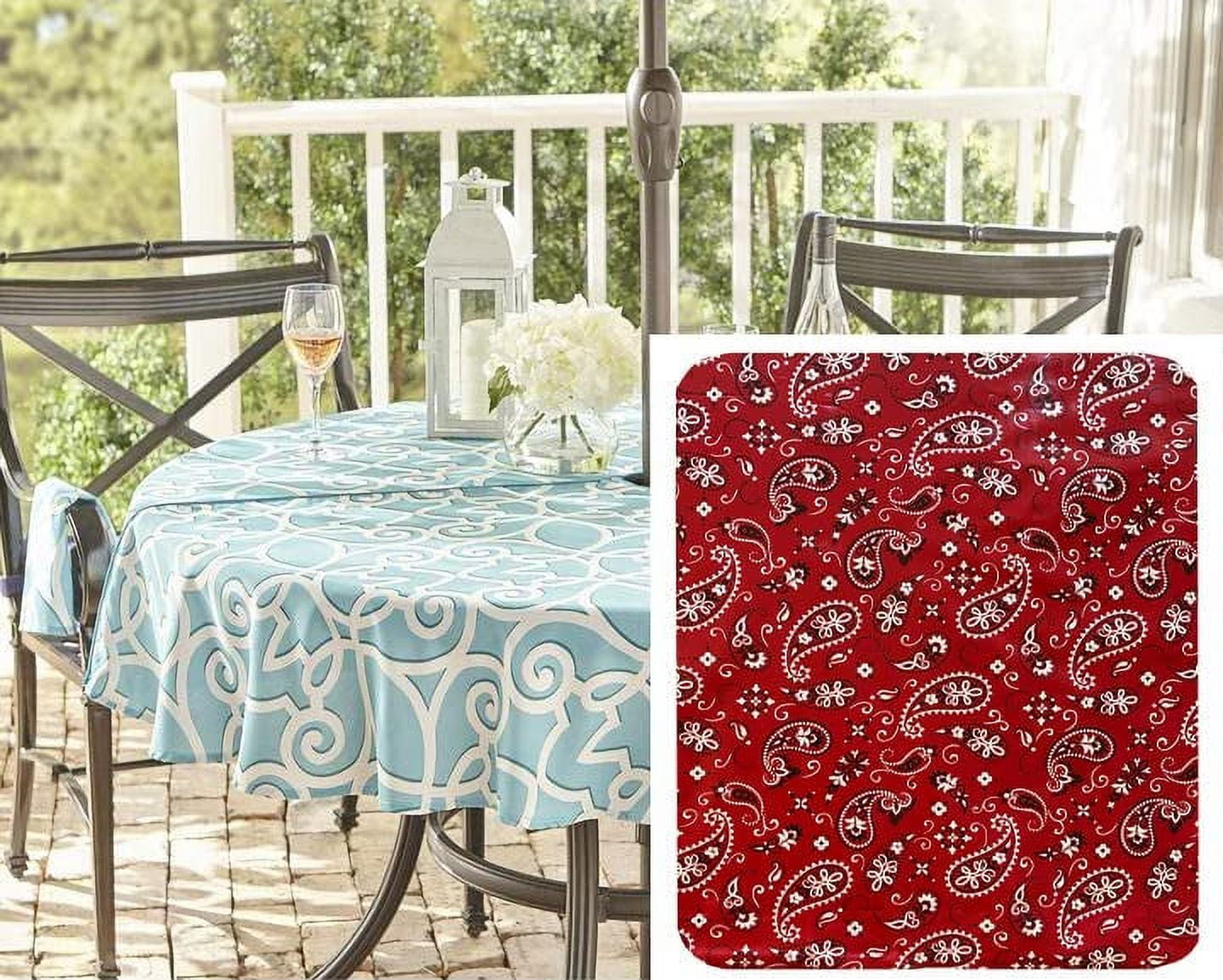 Newbridge Red Bandana Paisley Print Tablecloth, Vinyl Flannel Backed ...