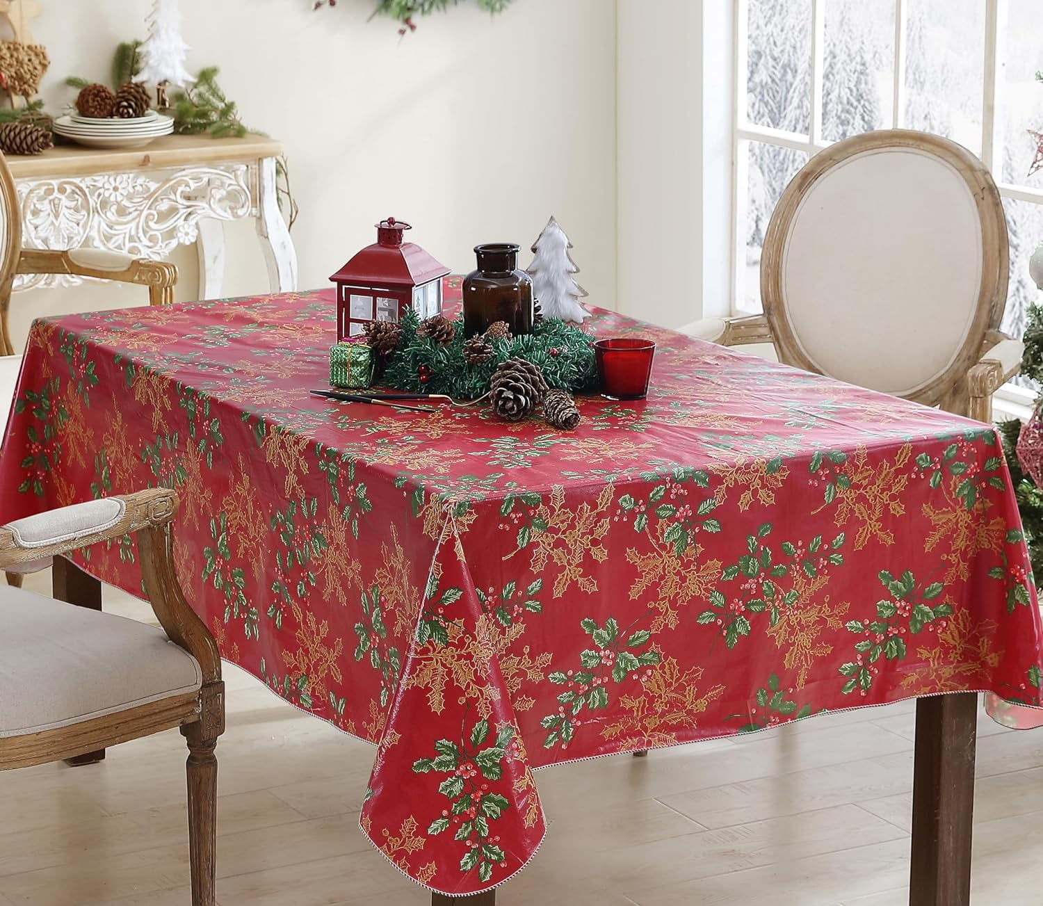 Newbridge Red Golden Holly and Berry Christmas 52 x 52 inch Square ...