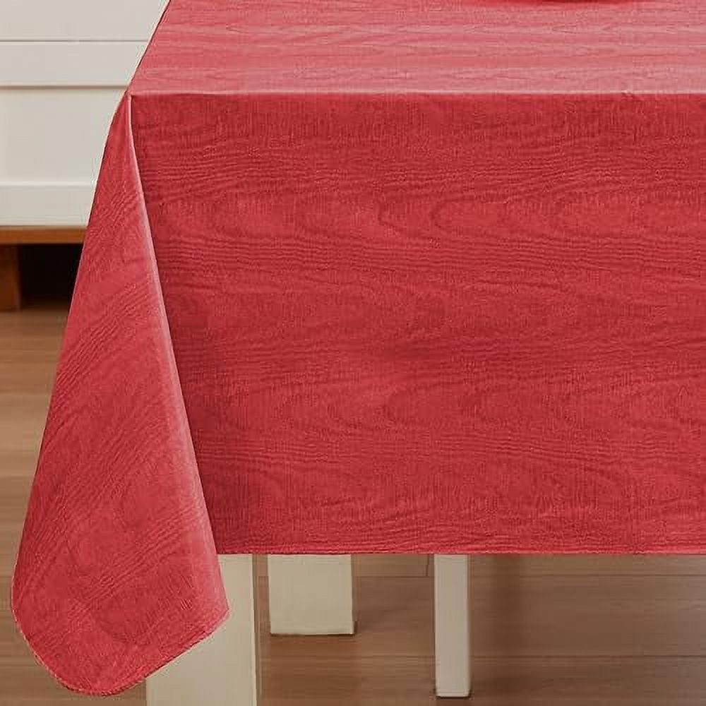 Red Moire Wavy Solid 52 x 70 inch Rectangle Vinyl Dining Tablecloth ...