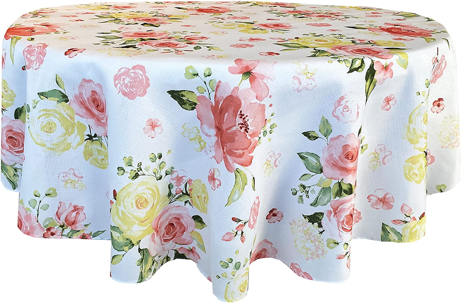 Newbridge Floral 70 Inch Round Tablecloth, Marie Pink Rose Garden ...