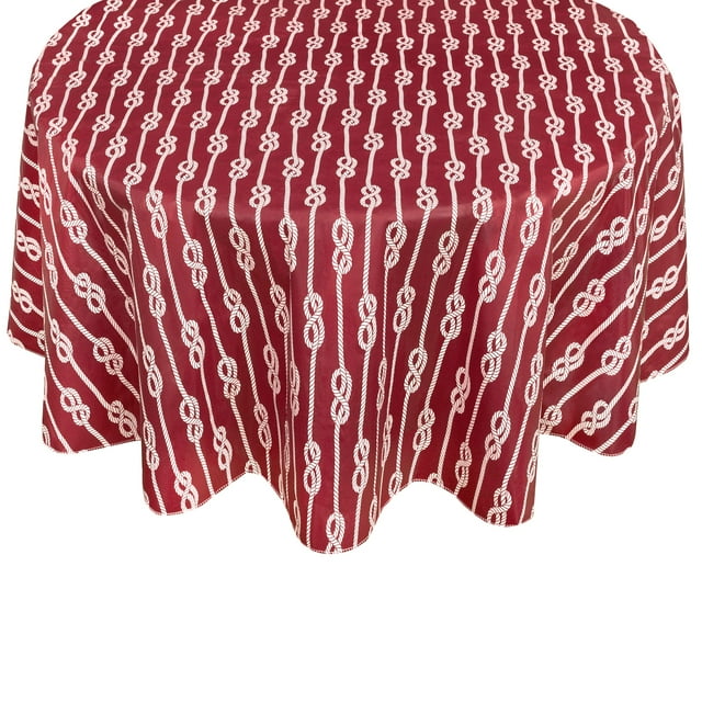 Newbridge Round Vinyl Flannel Backed Tablecloth, 70 Inch, Red Nautical ...