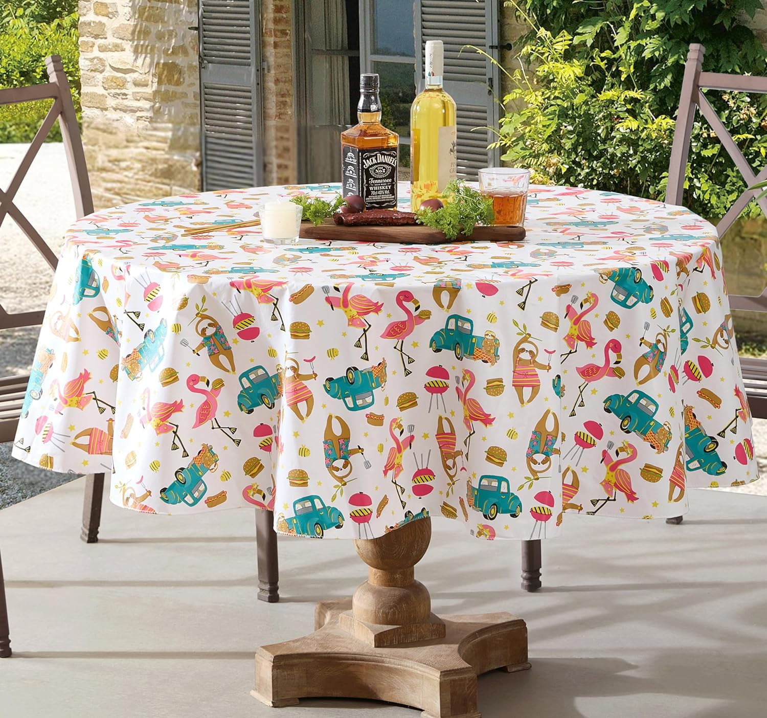 Newbridge What’s Cookin 70 inch Round Vinyl Flannel Backed Dining Party ...