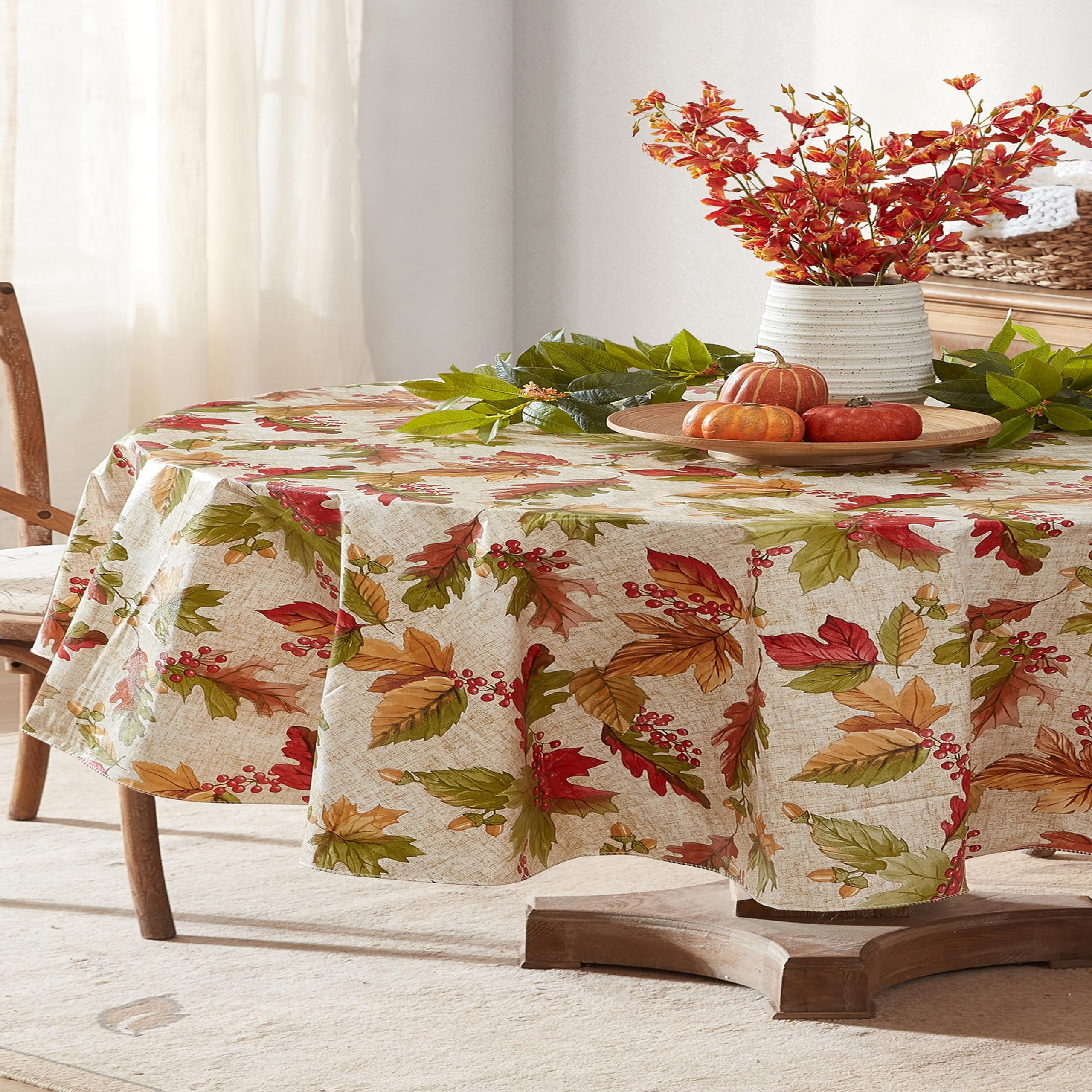 Newbridge Thanksgiving Fall Acorn and Leaf Print 60 x 84 inch Oval ...