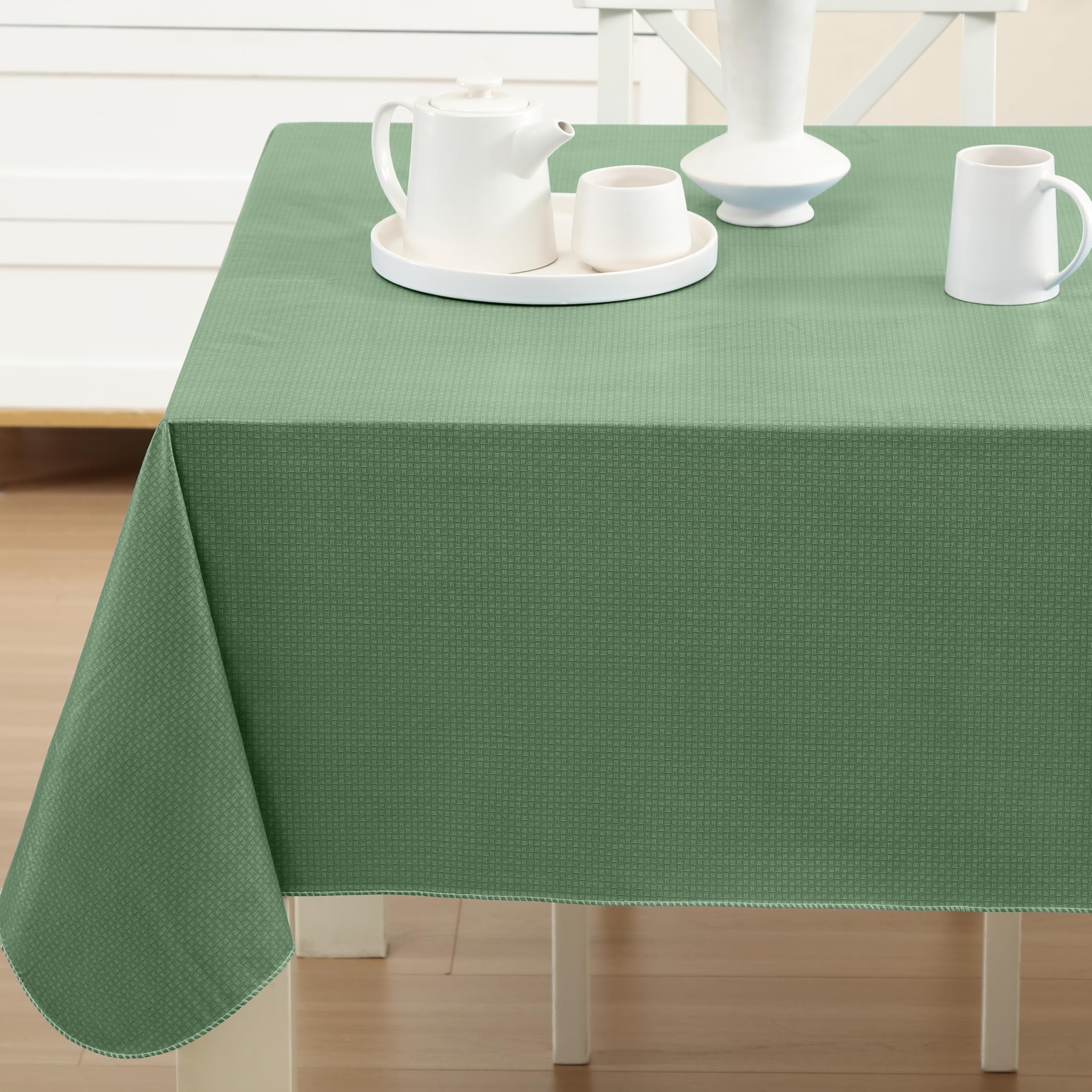 Newbridge Sage Green Vinyl Tablecloth, 60”x102”, Indoor/Outdoor ...