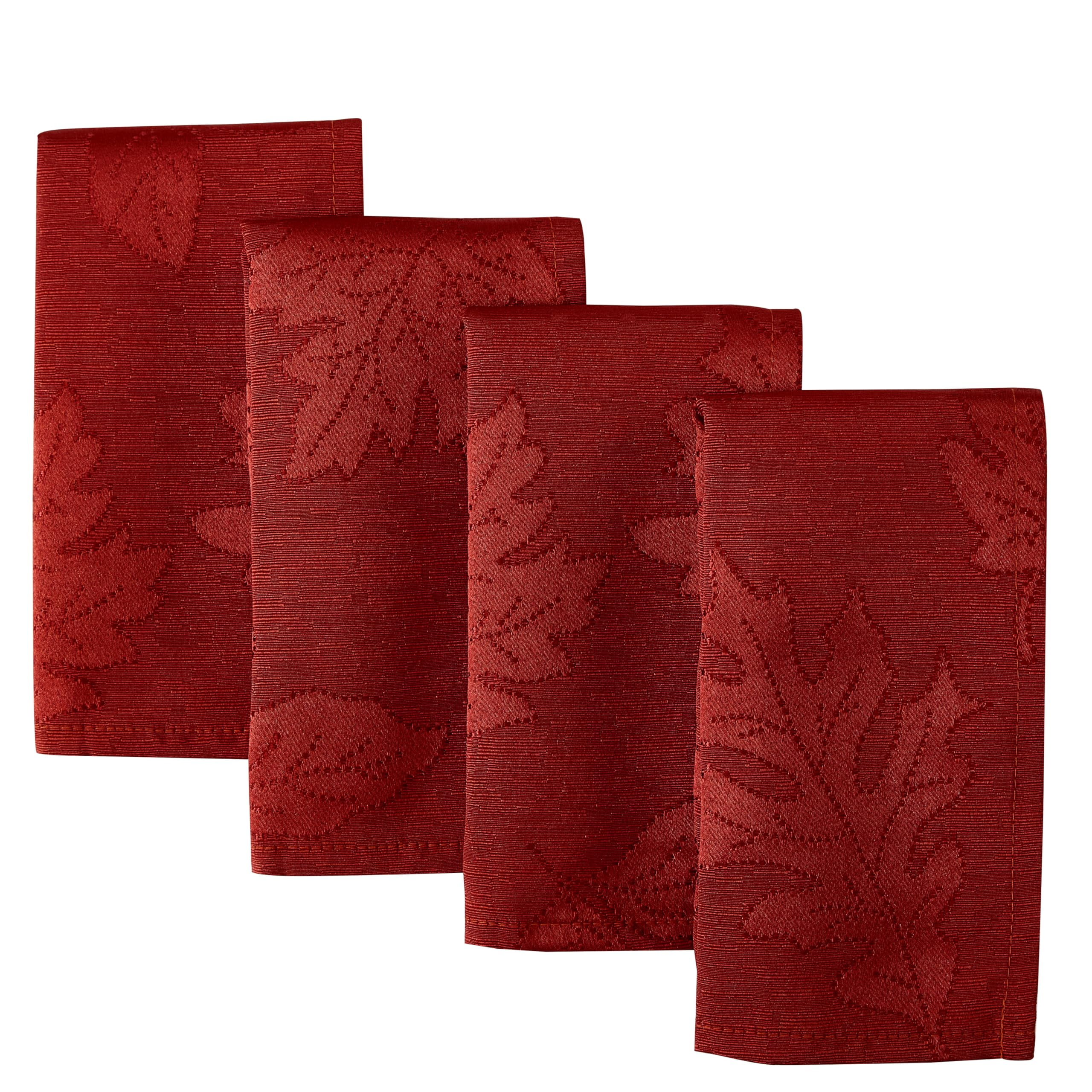 Newbridge Sienna Red Fancy Fall Leaves Damask Fabric Dining Napkins for ...
