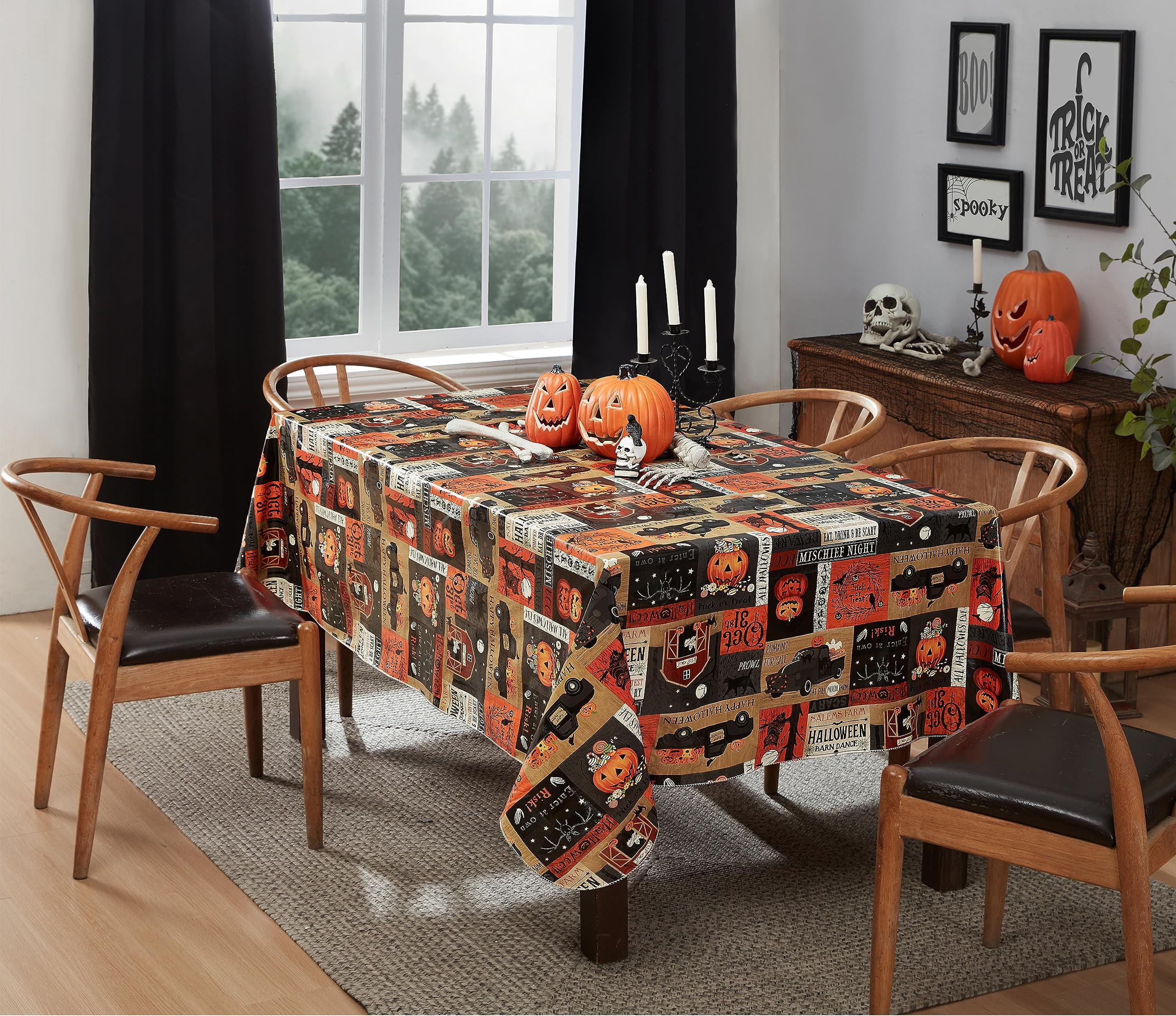 Newbridge Halloween Vinyl Tablecloth, Flannel Backed, 52x70, Jack O ...