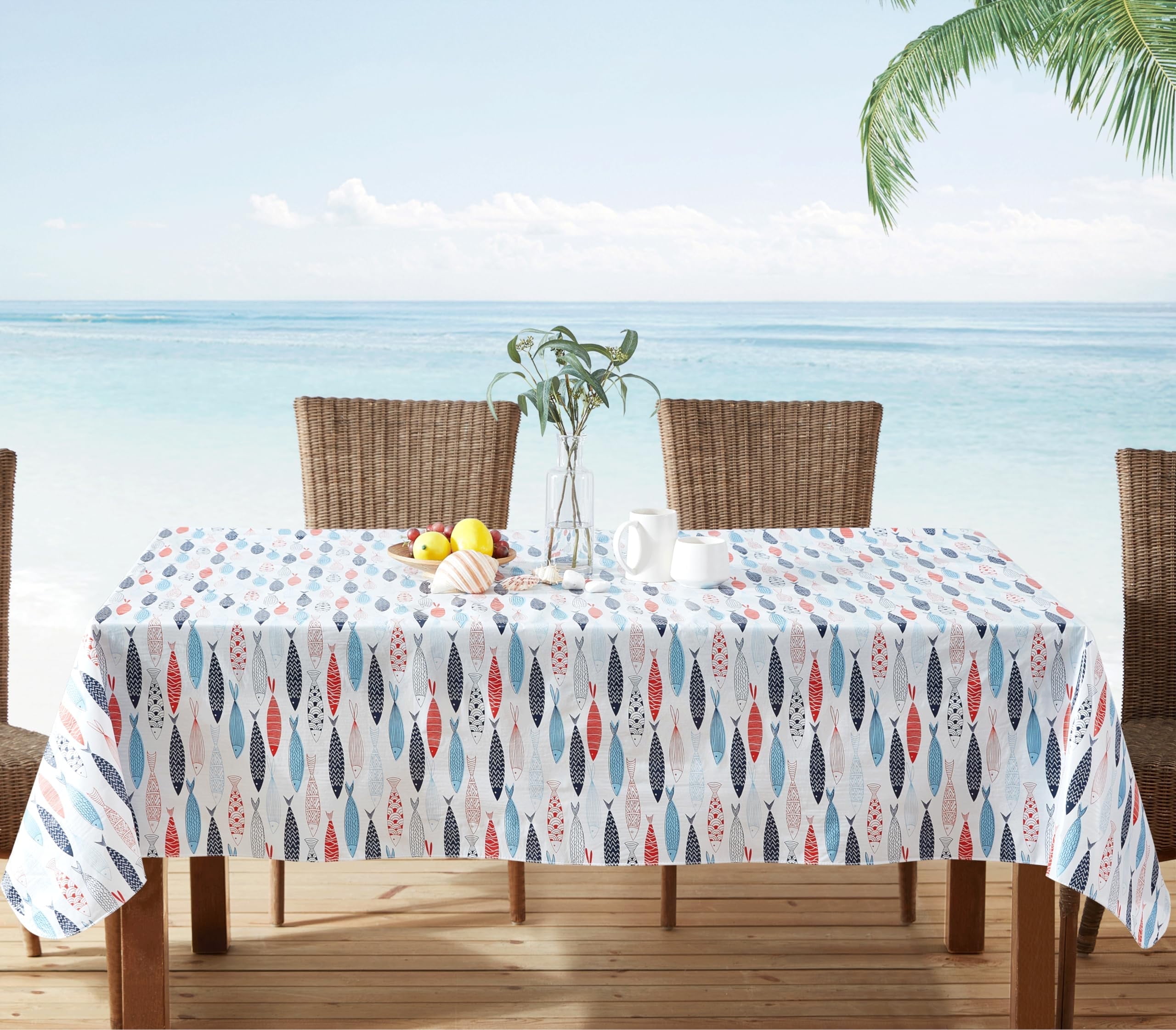 Newbridge 52x52 Inch Vinyl Tablecloth, Outdoor Patio Dining, Waterproof ...