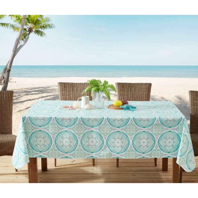 Newbridge Adriatic Medallion 52 x 52 inch Square Vinyl Tablecloth with ...