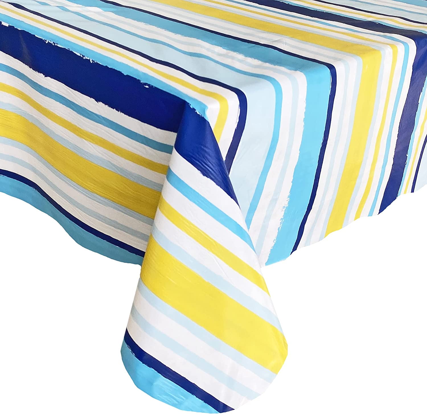 Newbridge Sun Wave Beach Stripe Flannel Back Vinyl Tablecloth - Navy ...