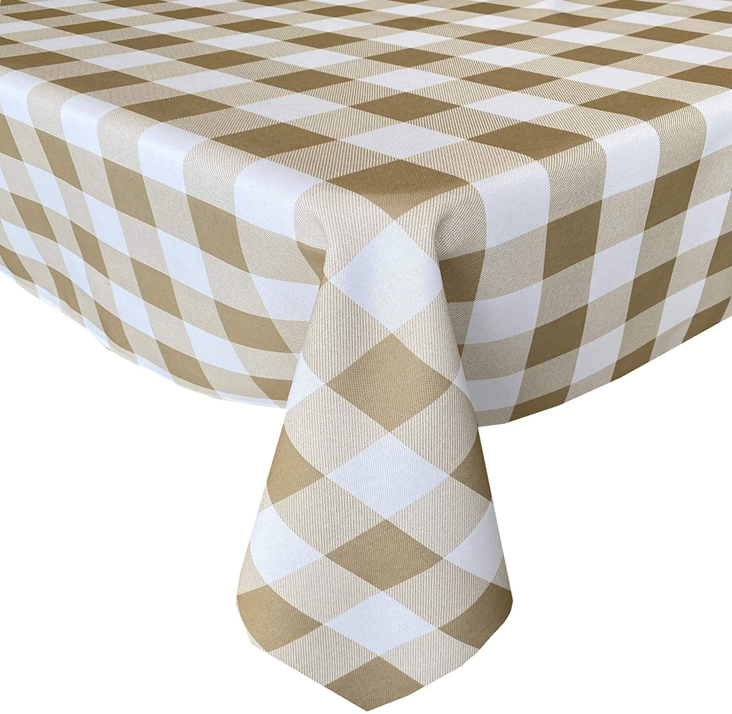 Newbridge Taupe Buffalo Cottage Check Print Fabric Tablecloth, Buffalo ...