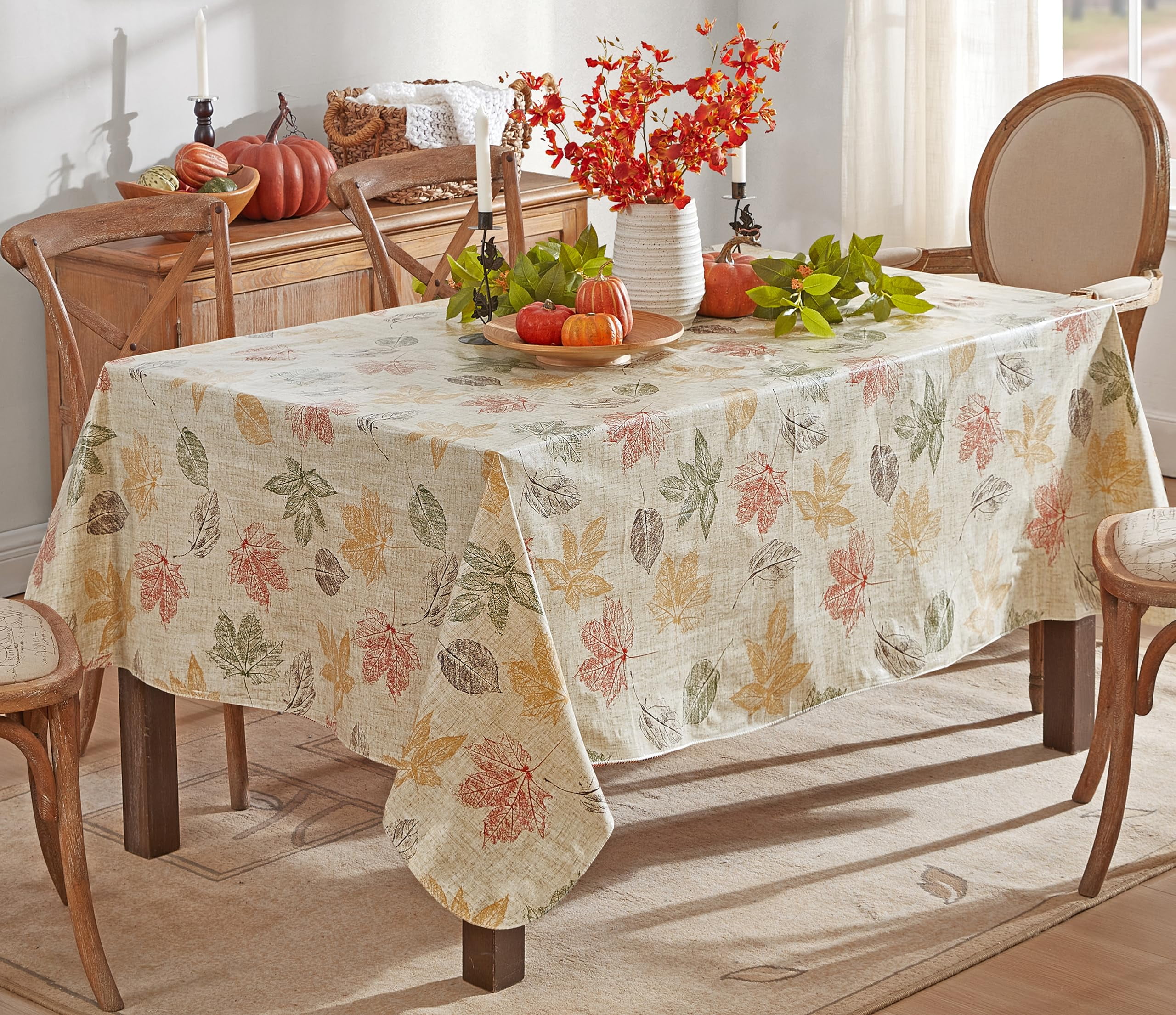 Newbridge Thanksgiving Stamped Abstract Autumn Leaves Square Vinyl ...