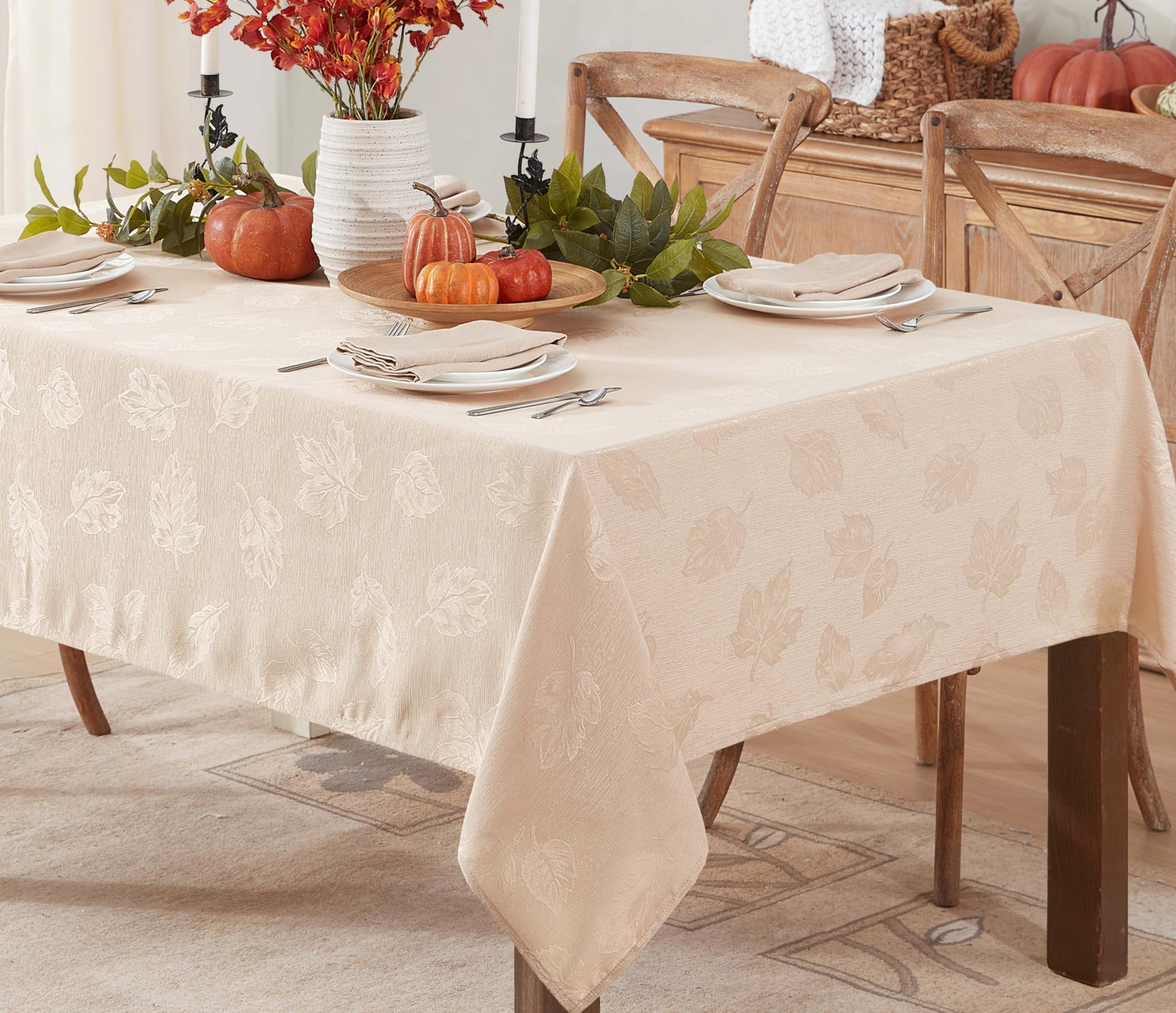Newbridge Harvest Collection, Autumn Leaf Damask Thanksgiving Rectangle ...