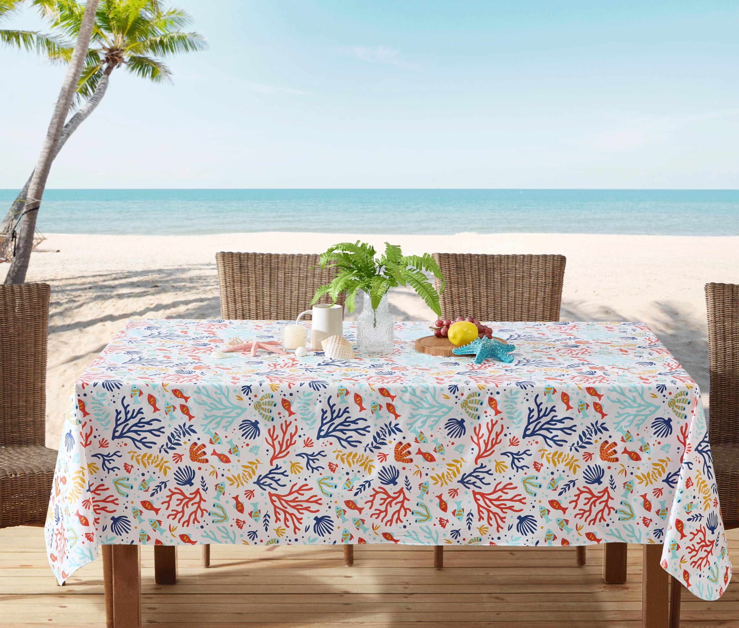 Newbridge Under The Sea Coastal Summer Vinyl Tablecloth - Waterproof ...