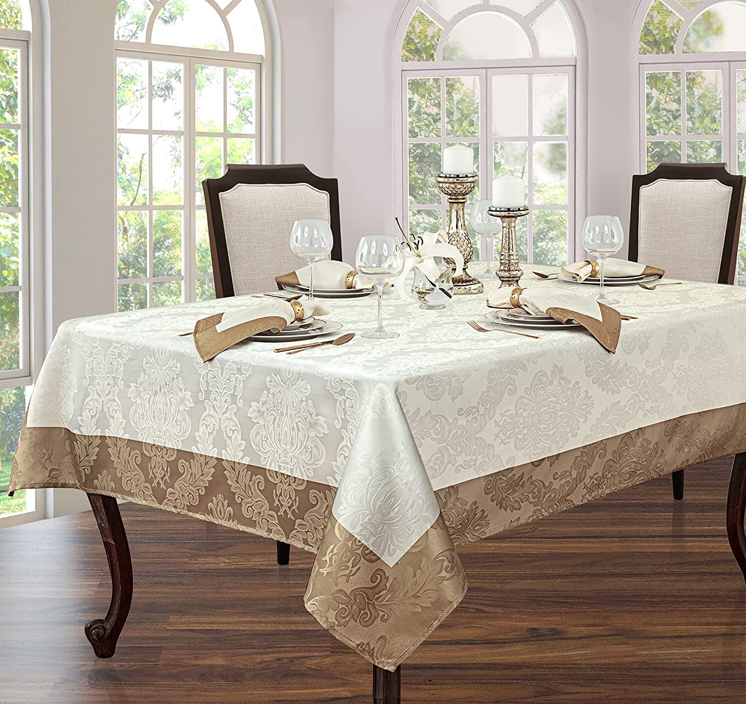 Newbridge Valencia Damask Tablecloth, Rectangular 52x70, Washable ...