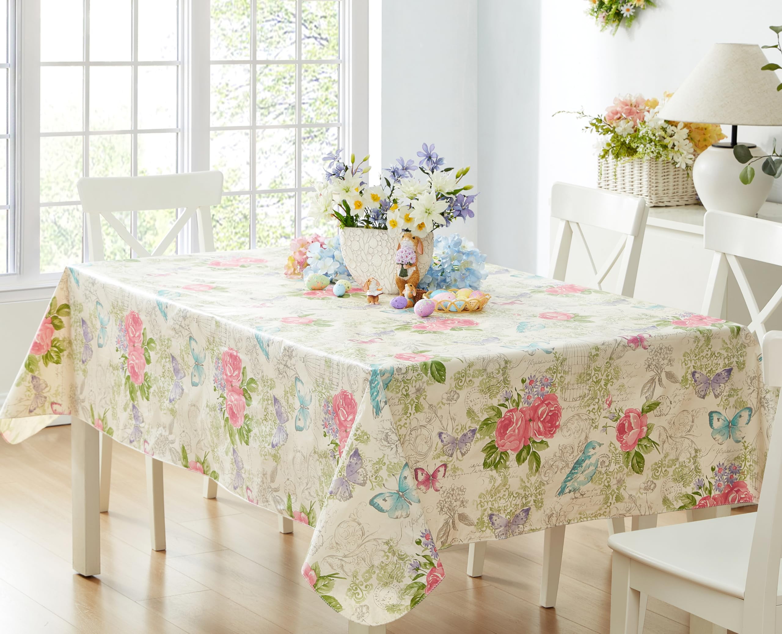 Newbridge Victoria Pink Rose Floral 52 x 70 inch Rectangle Vinyl ...