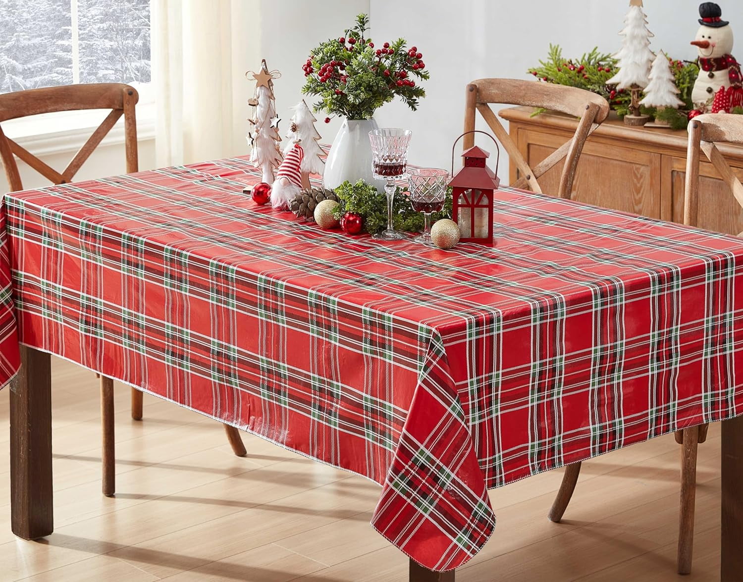 Christmas Plaid Red and Black Check 60 x 120 inch Rectangle Vinyl ...