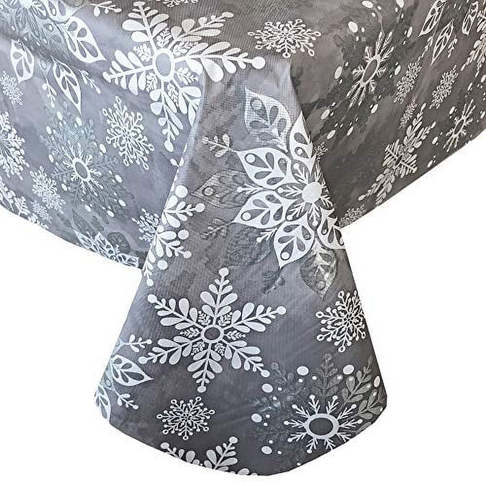 Newbridge Winter Sparkle Snowflake Grey and Silver Vinyl Flannel Backed ...