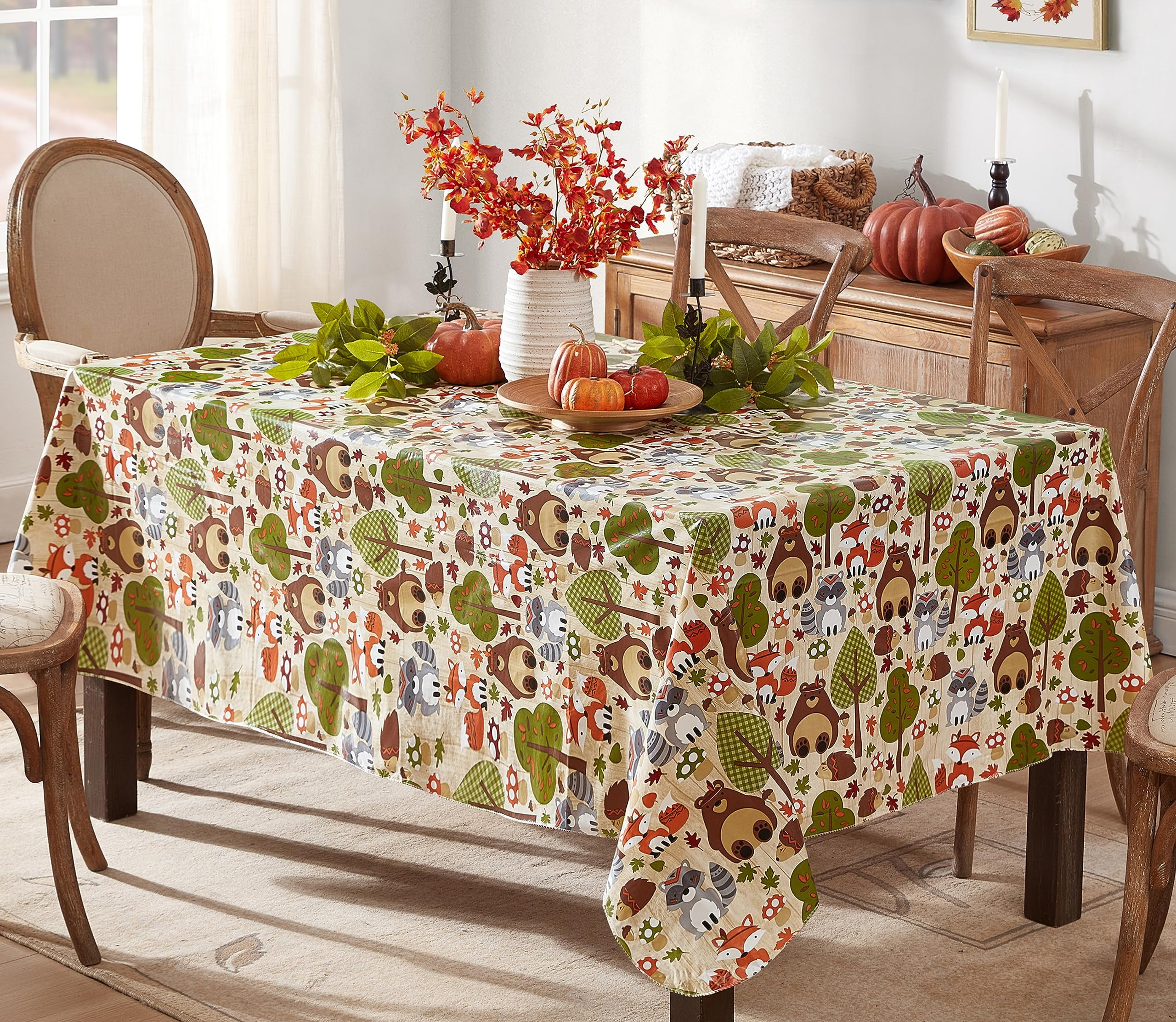 Newbridge Thanksgiving Woodsy Animal Friends Rectangle Vinyl Flannel ...