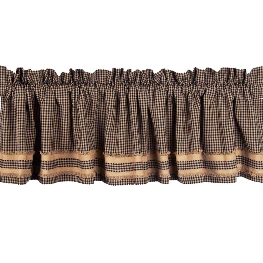 Newbury Gingham With Oat Trim Valance Red or Black - Walmart.com