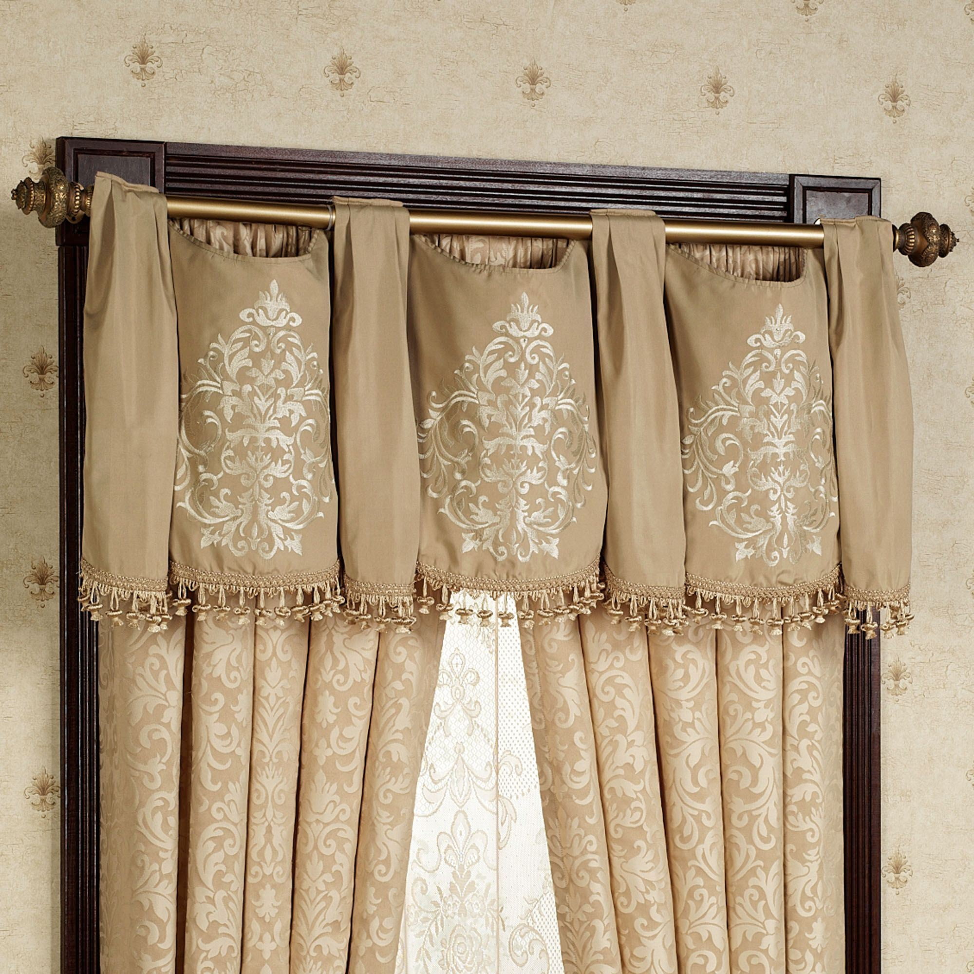 Newcastle Golden Tan Damask Scroll Bedding Window Treatment Valance 3 ...
