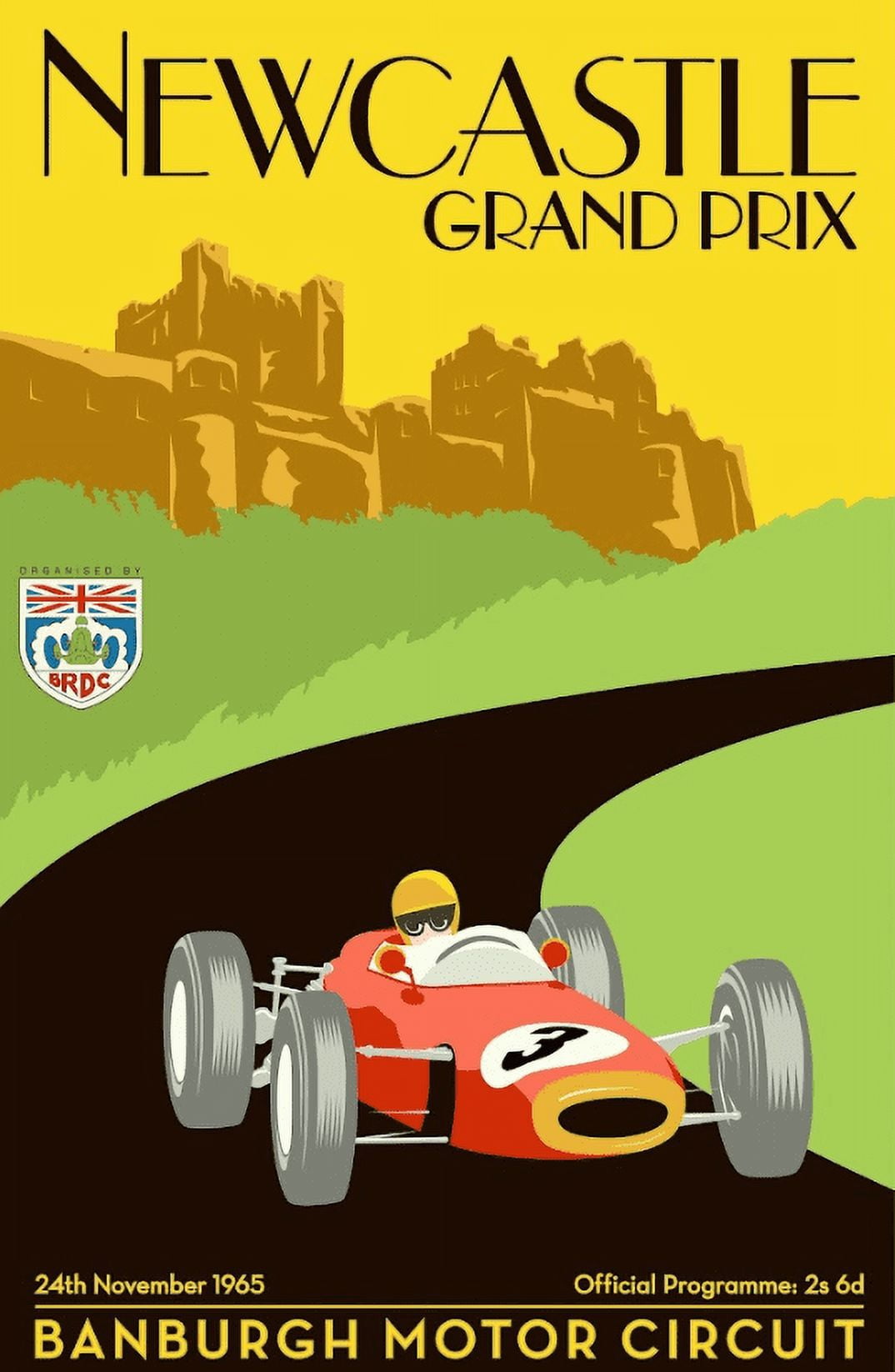 Newcastle Grand Prix 1965 Car Racing Poster - Historic Motorsport Event ...