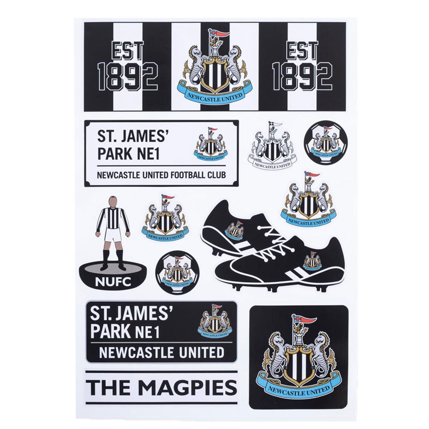 Newcastle United FC Assorted Designs A4 Stickers Set (Pack of 12 ...