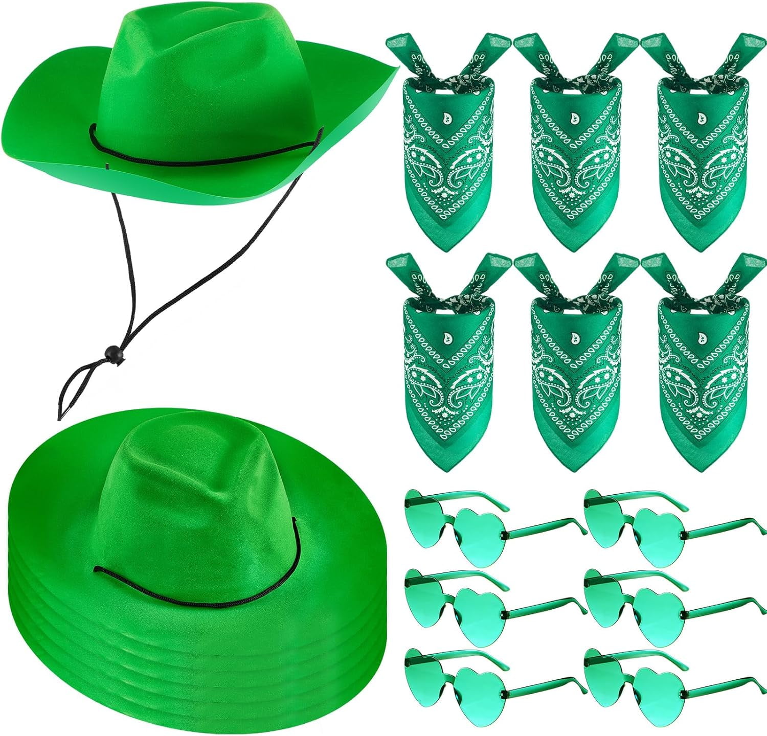Newcotte 18 Pcs Western Cowboy Plastic Hat Set Include 6 Hats 6 Paisley ...