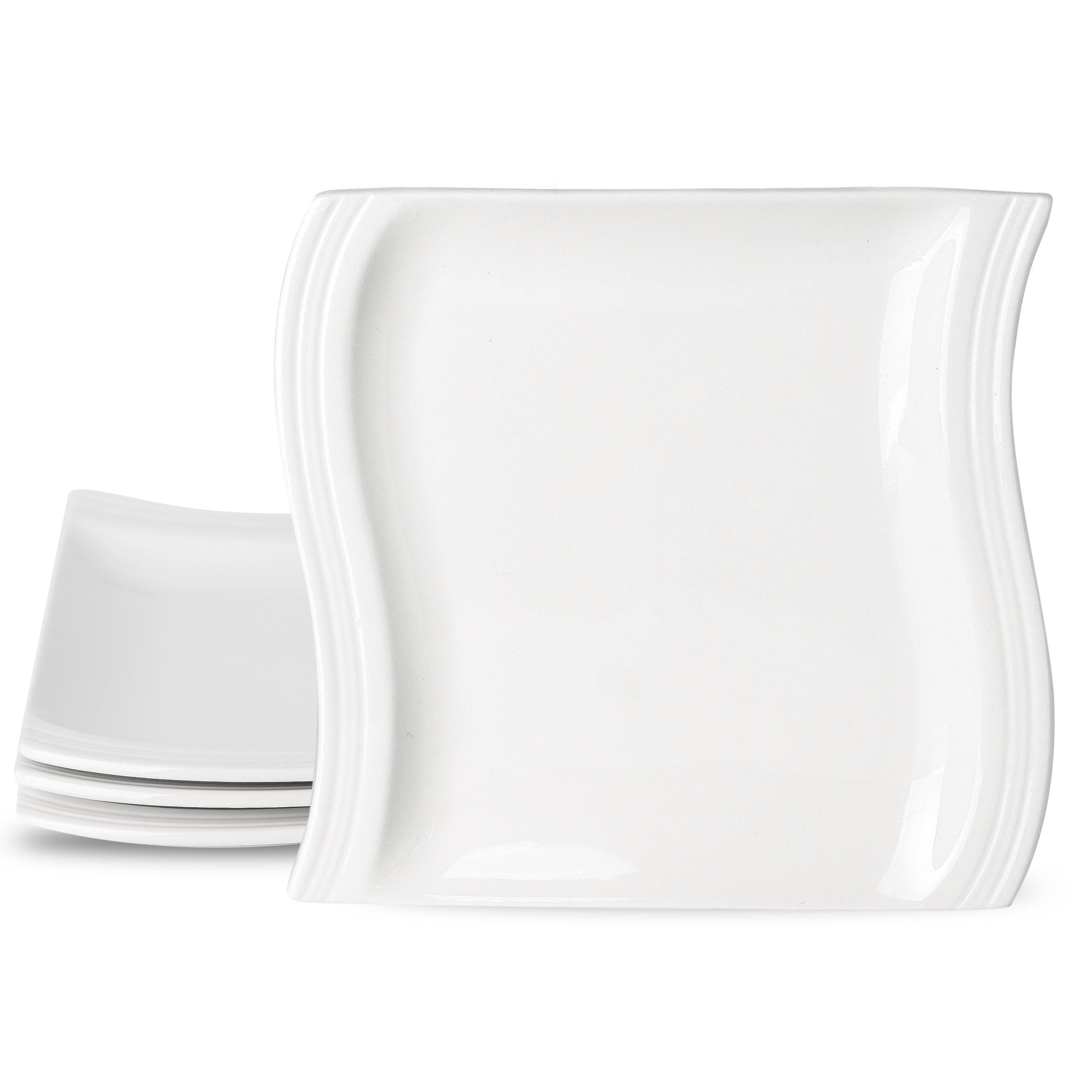 XINLTC 8 Inch Ceramic Square Dinner Plates White Porcelain Appetizer ...