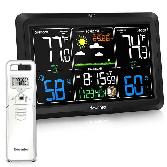 Newentor 7.5in Display Weather Station, Atomic Clock, Thermometer and ...
