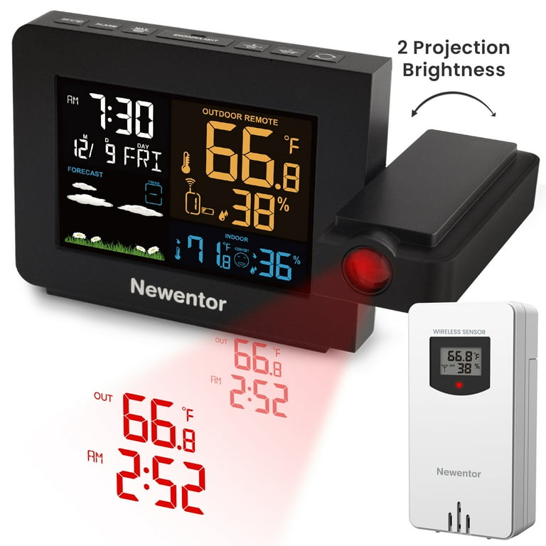 Indoor Outdoor Projection Weather Clock Htovila FJ3538 New Electronic