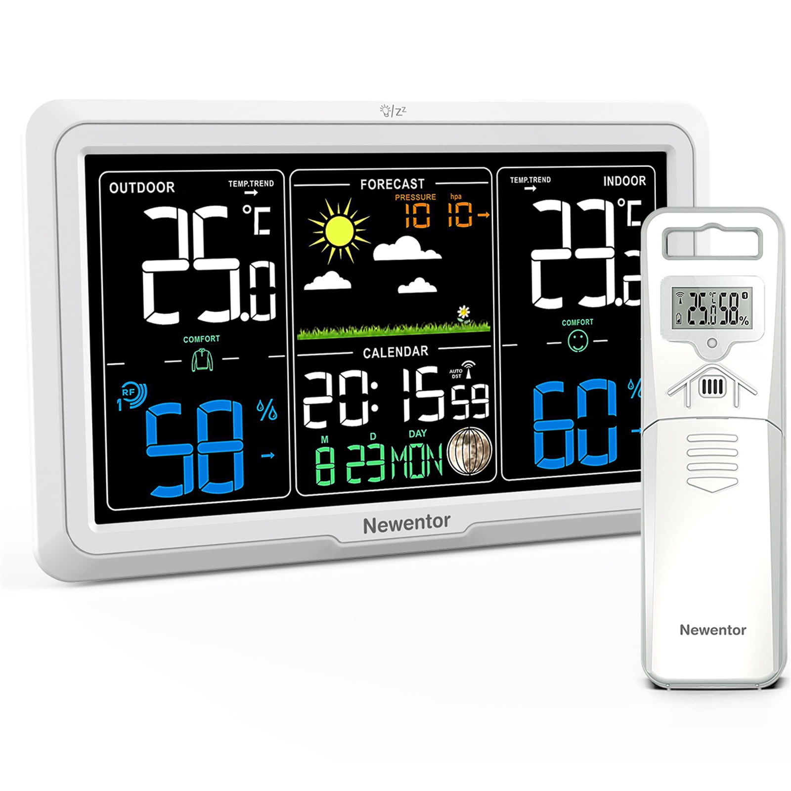 Newentor Large Color Display Weather Station with VA Screen(170° Sight ...