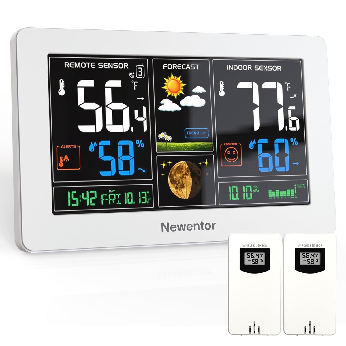 Newentor Weather Station Wireless Indoor Outdoor with 2 Remote Sensors ...