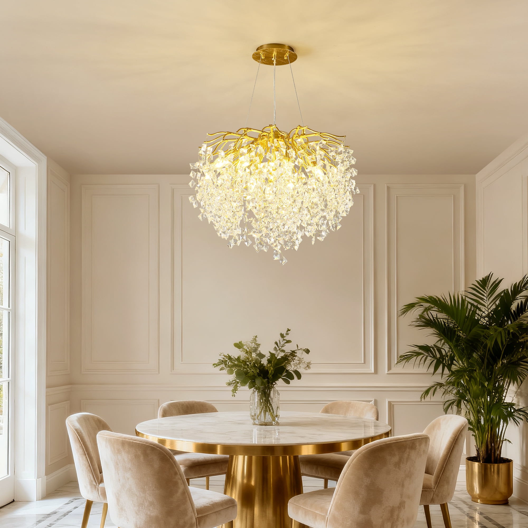 Newest 24” Modern Gold Tree Branch Crystal Chandelier, 8-Light G9 for ...