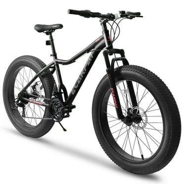 26" Fat Tire Mountain Bike,Shimano 21-Speed Front Suspension Urban ...
