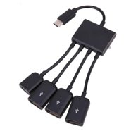 Micro USB OTG 4 Port Hub Power Charging Adapter Cable Supports OTG Hot ...