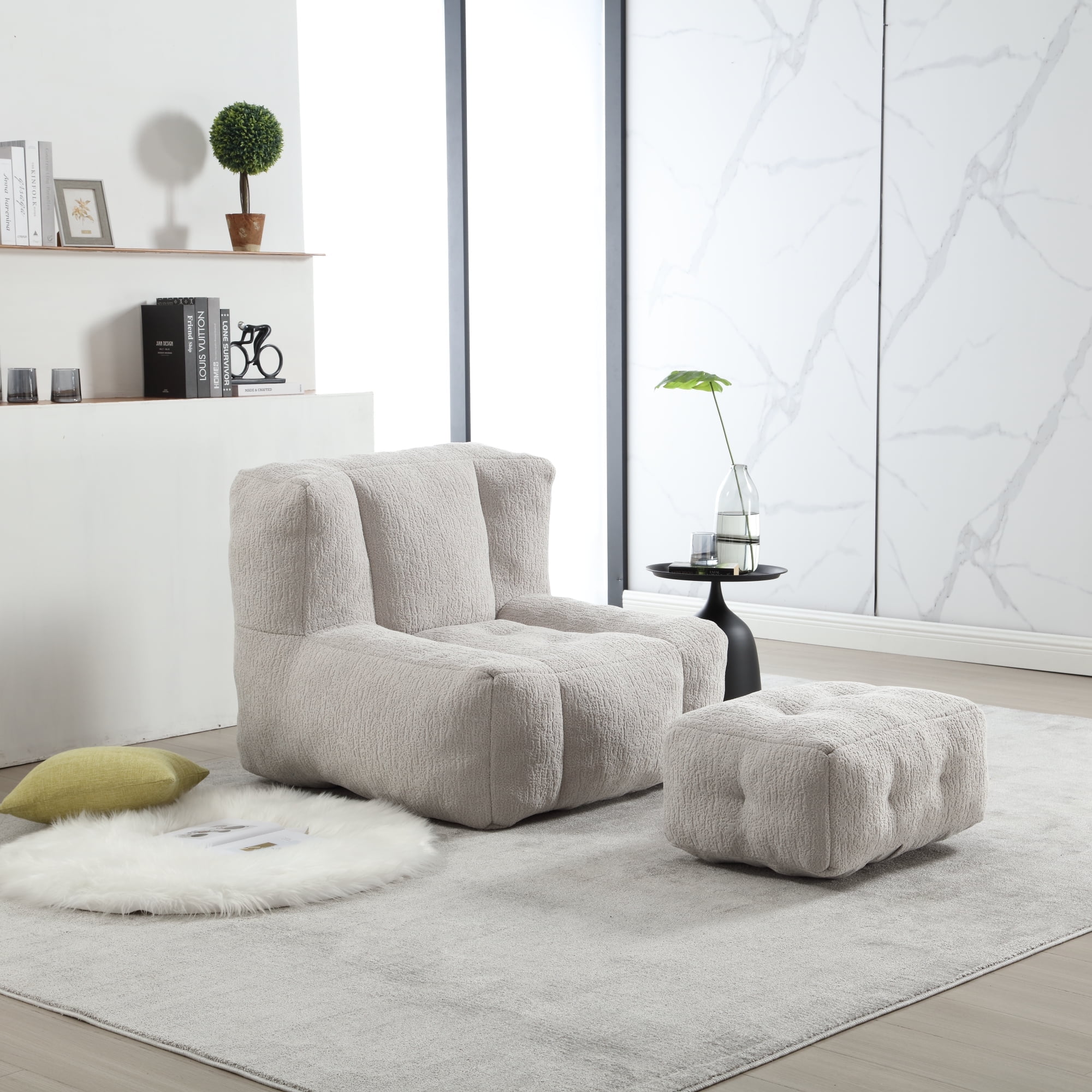 Newest Bean Bag Chair Sets for Adults, Bean Bag Sofa Chair with Ottoman ...
