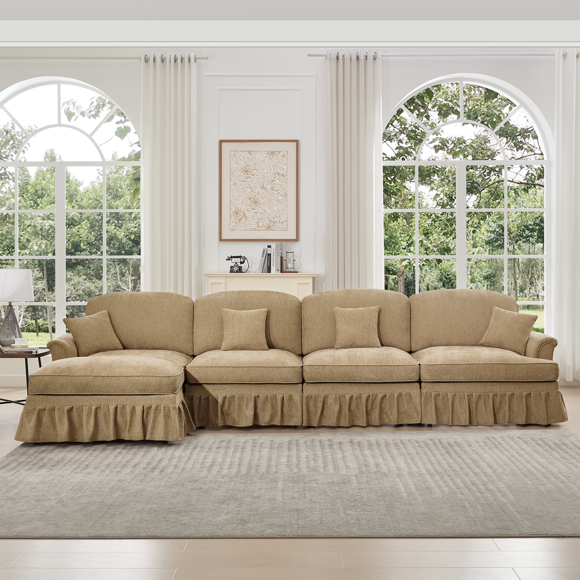 Newest Classic 3 Seater Modular L Shaped Sectional Couch, Flared Arms ...