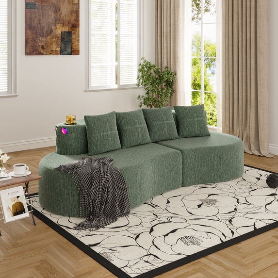 Newest Curved Half-Moon Sectional Sofa, Modern 3-Seat Chenille Modular ...