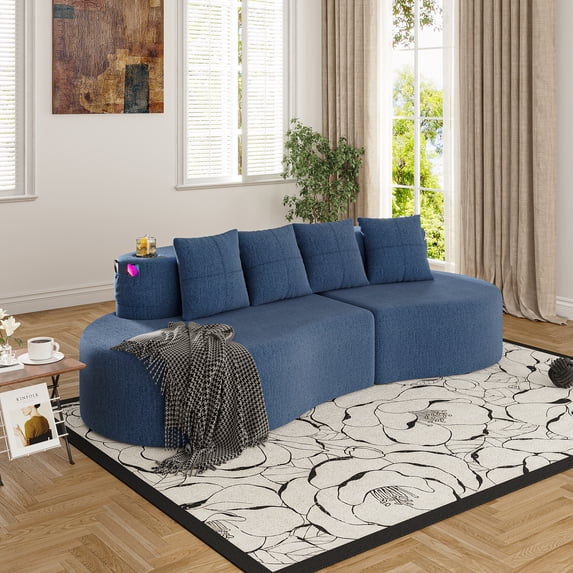 Newest Curved Half-Moon Sectional Sofa, Modern 3-Seat Chenille Modular ...