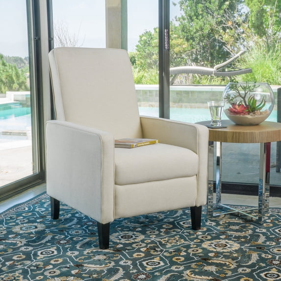 Newest Minimalist Push Back Chair, Beige Fabric Upholstered with Birch ...