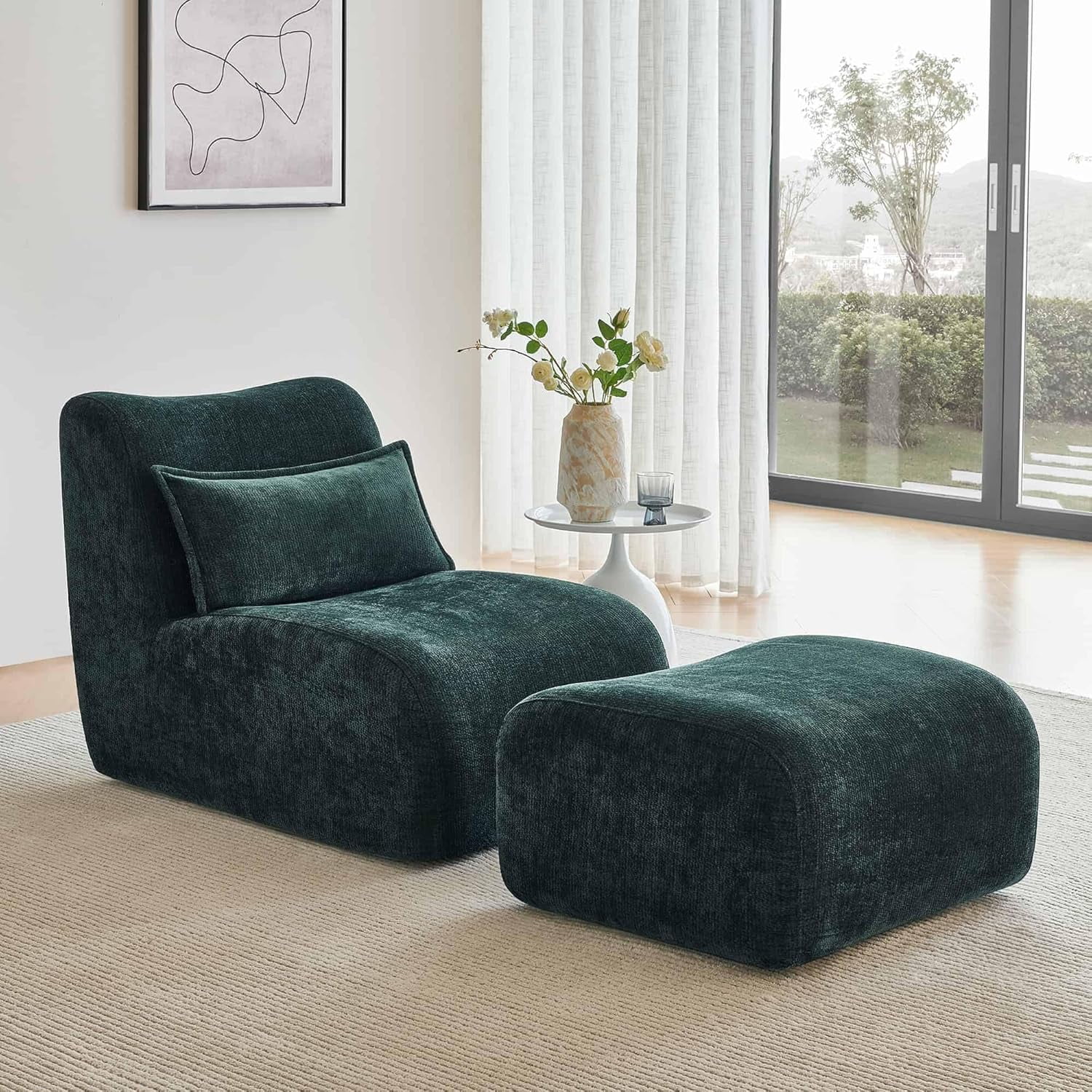 Newest Modern Lounge Chair with Ottoman, Compressed Upholstered ...