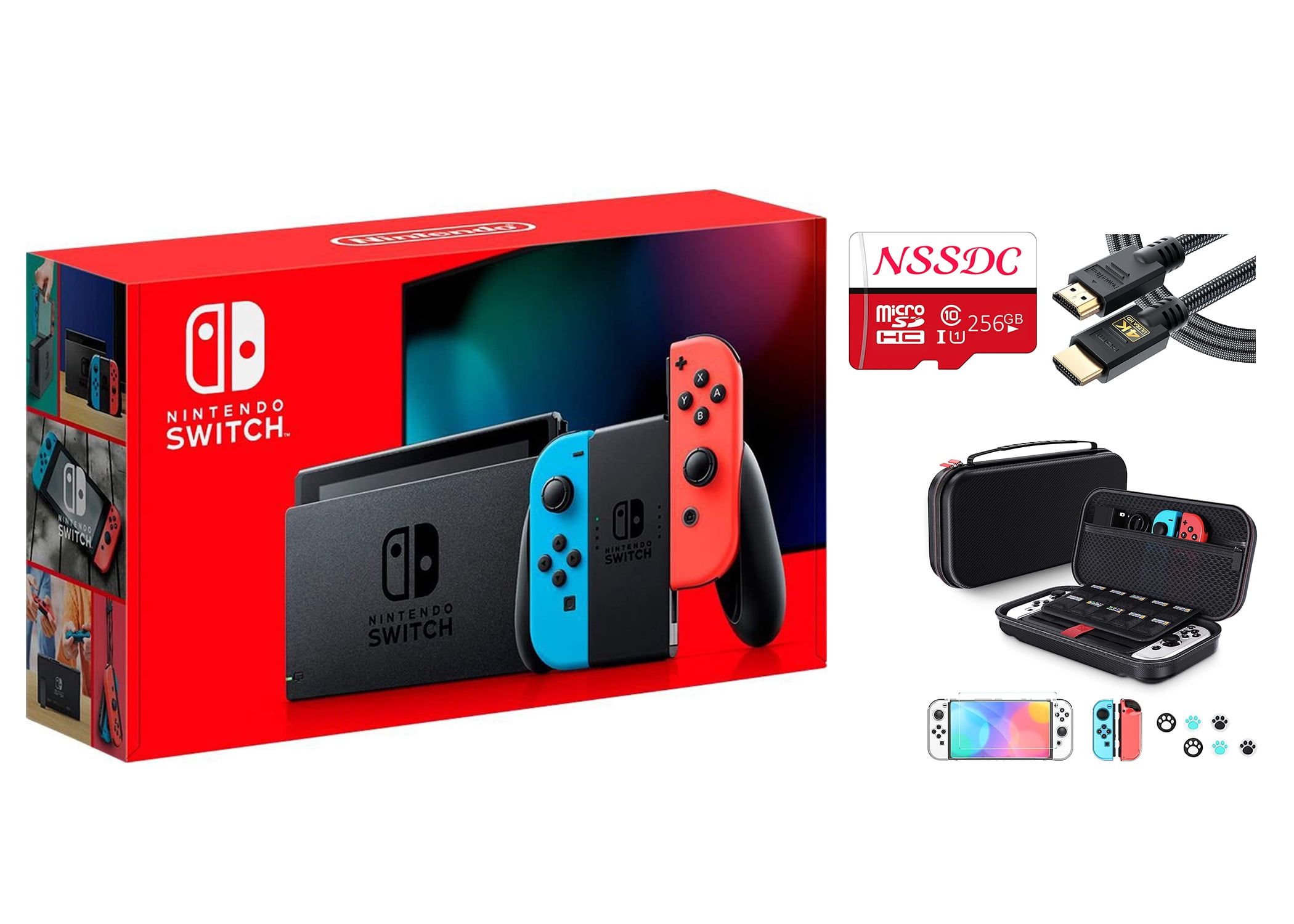 Newest Nintendo Switch Neon Blue And Red Jon Con Console With Nsscd 256gb