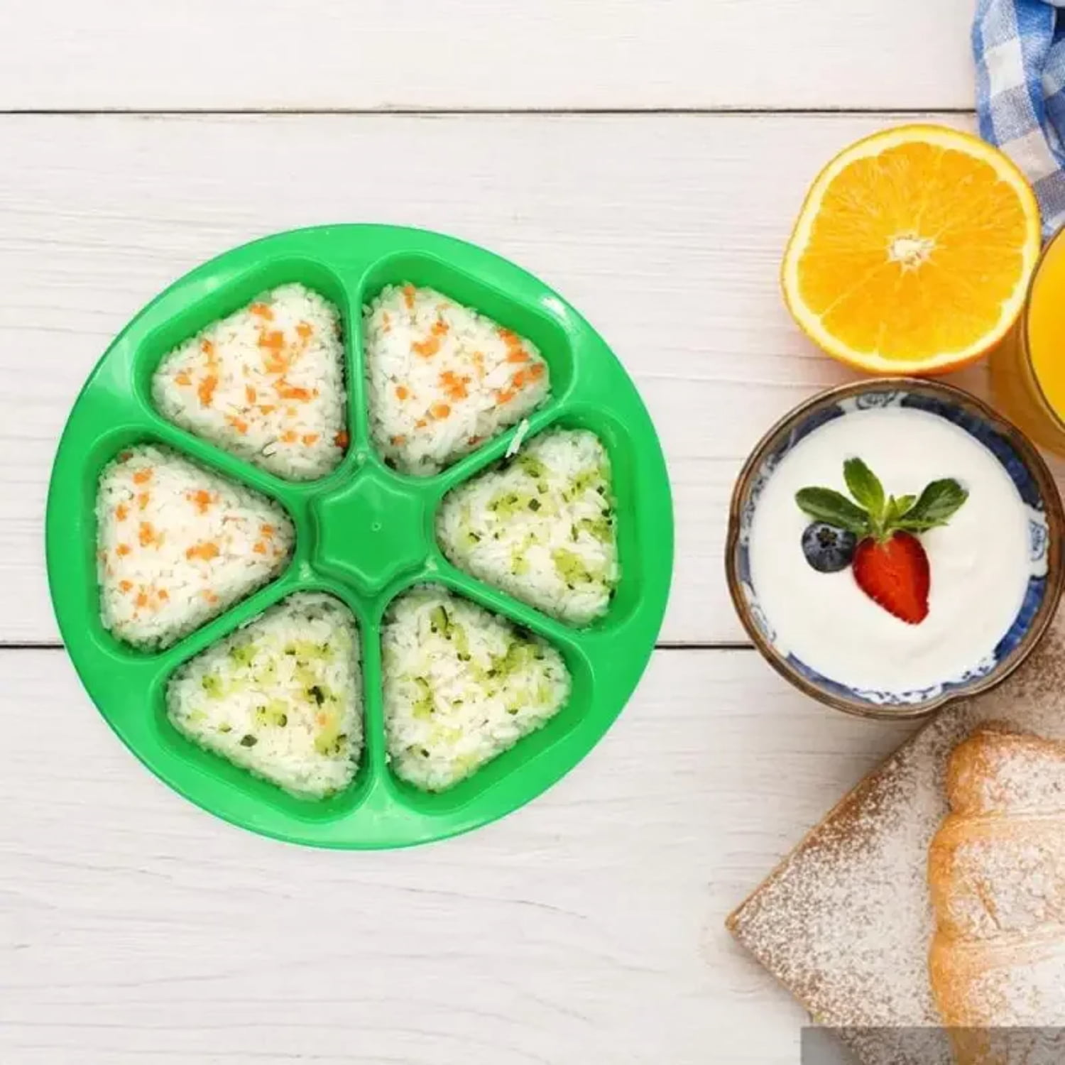 Newest Non-sticky DIY Japanese Onigiri Maker Press with 6 Grids Plastic ...