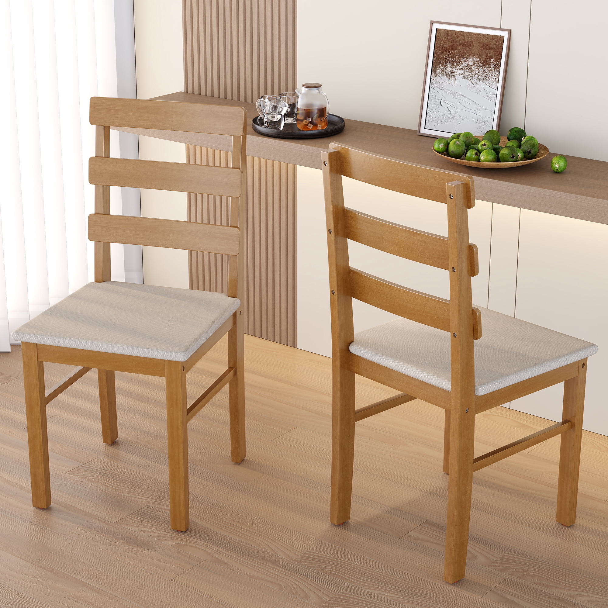 Newest Scandinavian Dining Chairs Set of 3, Solid Wood Side Chairs with ...