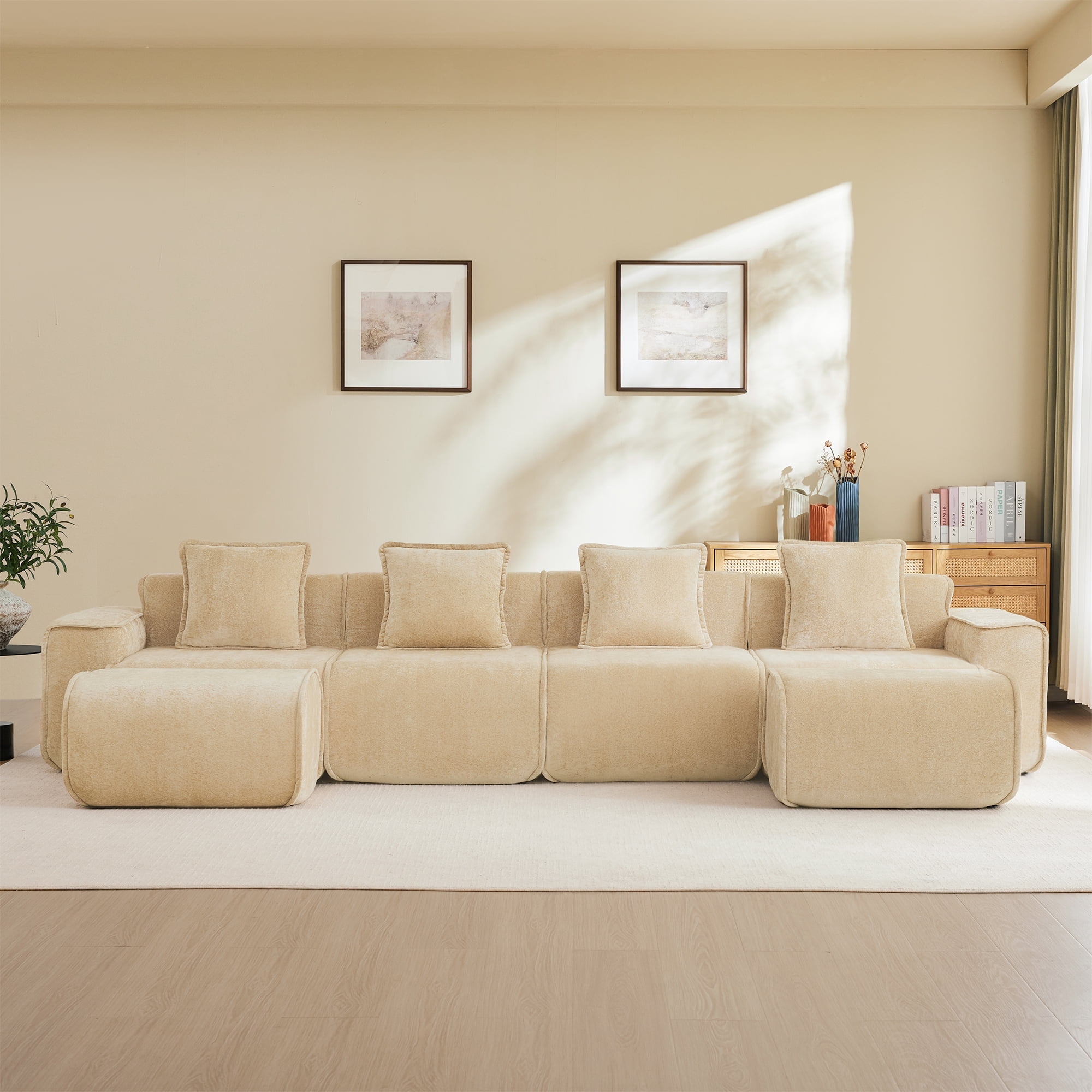 Newest Streamline Velvet Modular Sofa with French Piping & No Assembly ...