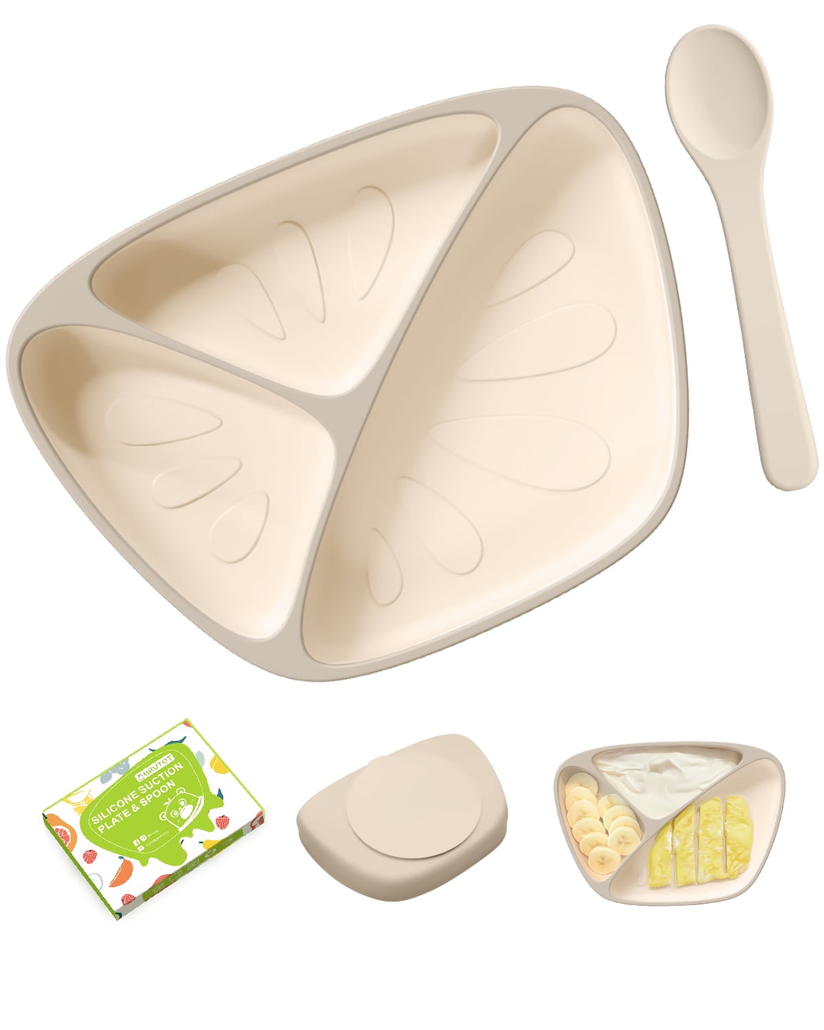 BRVTOT Baby Plate with Suction Bottom, 100% Food Grade Silicone, BPA ...