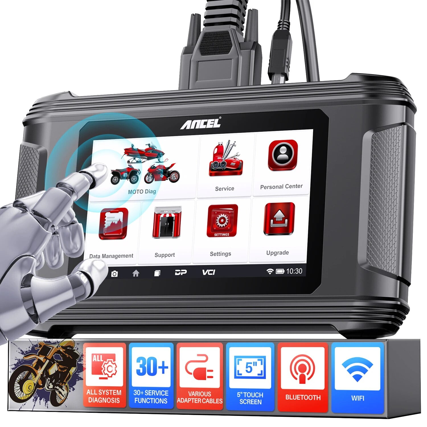 Newest Upgraded ANCEL MT500 Motorcycle Diagnostic Scan Tool with 5inch ...