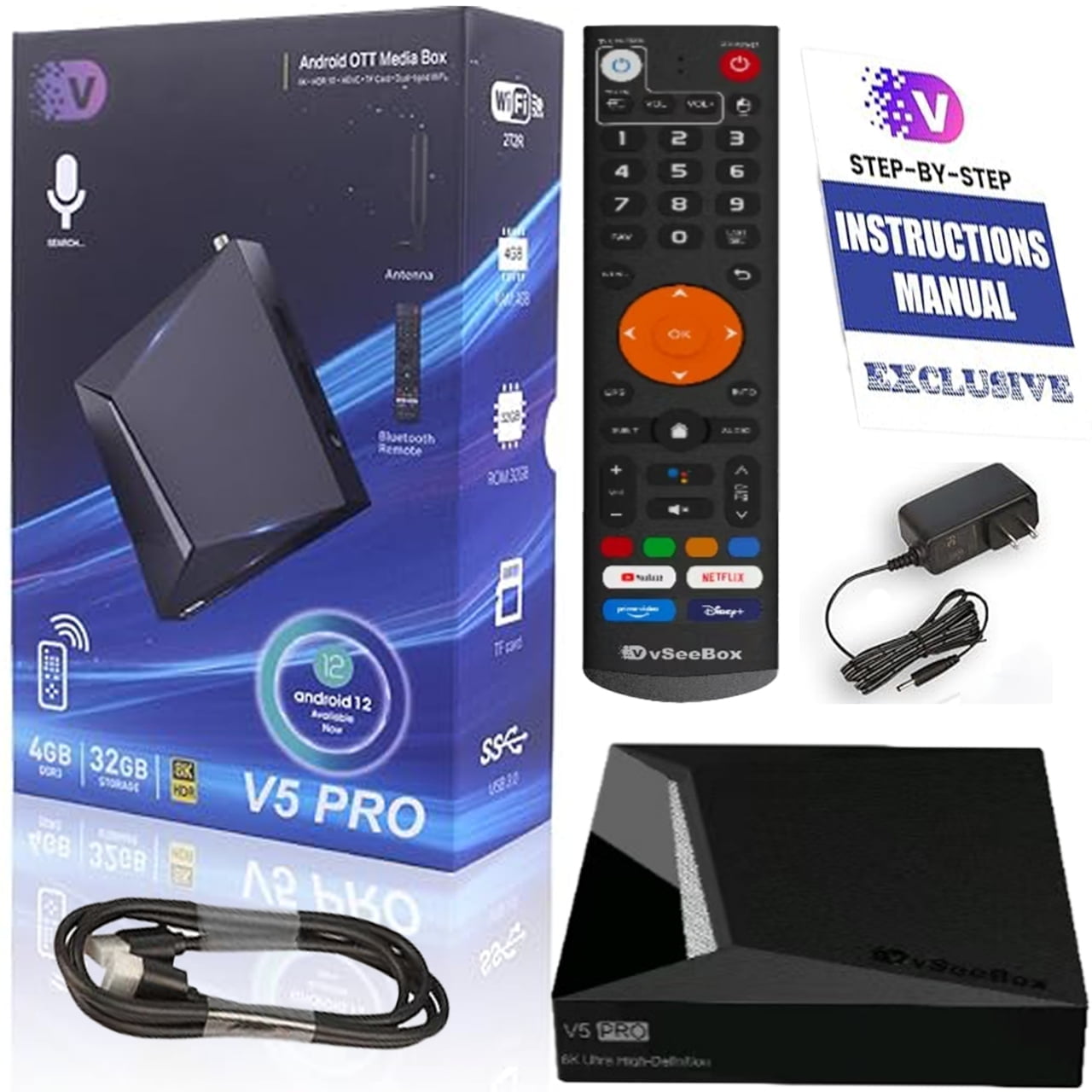 Newest Vseebox V5 Pro Android TV Box 2024-2025 Fully,4G RAM+32G ROM TV ...